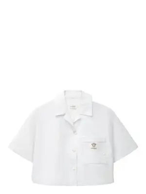 Versace Cropped Short-sleeve Shirt With Notched Collar - White
