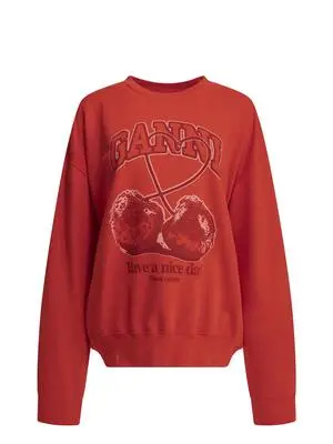 GANNI Graphic Sweatshirt - Red