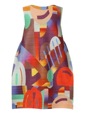 PLEATS PLEASE BY ISSEY MIYAKE Sleeveless Printed Tunic - Red