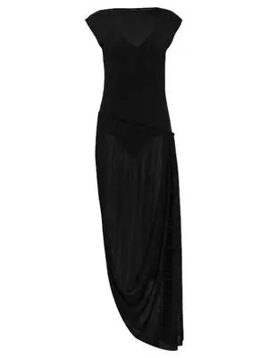 Balmain Asymmetric Sheer Panel Dress - Black