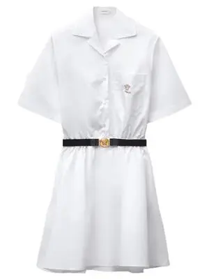 Versace Belted Shirt Dress - White