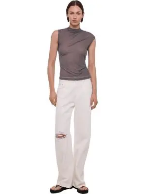 Helmut Lang Helmut Lang Sheer Twisted Ribbed Tank Dark Grey