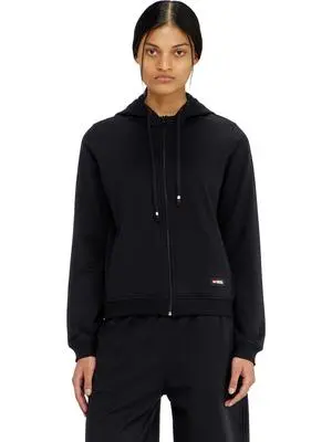 DIESEL® Zip-up Hoodie In Peached Cotton Blend - Black