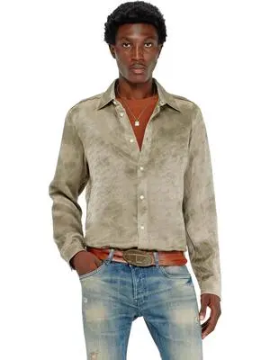 DIESEL® Shirt In Logo-jacquard Crinkled Satin
