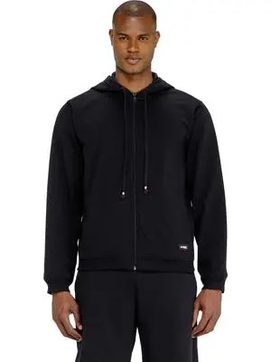 DIESEL® Zip-up Hoodie In Peached Cotton Blend - Black