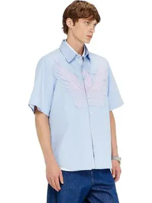 DIESEL® Striped Poplin Shirt With Embroidered Patch - Blue