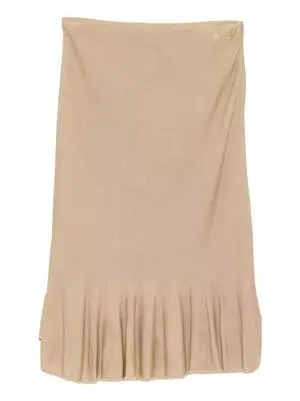 TOTEME Fluted Hem Knitted Midi Skirt - Neutrals
