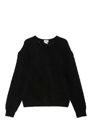 Versace 1990s Diamond-knit V-neck Sweater - Black