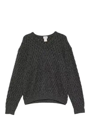 Versace Diamond-knit V-neck Sweater - Grey