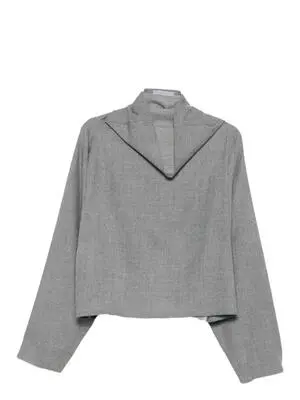 Alberta Ferretti Batwing Sleeve High-neck Top - Grey