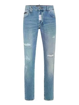 Philipp Plein Distressed Skinny Jeans - Blue
