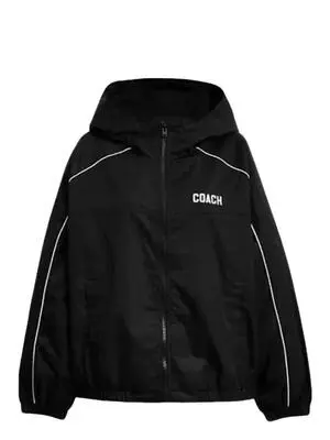 COACH Zip-up Windbreaker With Retro Graphic - Black