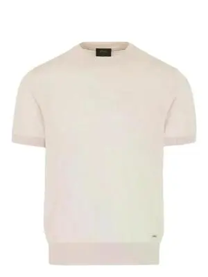 Brioni Fine-knit Ribbed-trim T-shirt - Neutrals