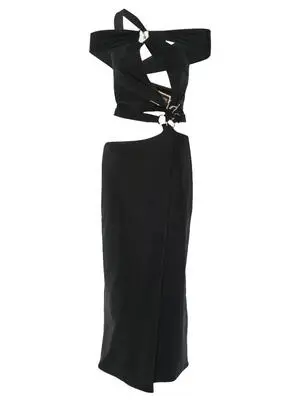 MITILIANE COUTURE Asymmetric Neck Cut-out Midi Dress - Black