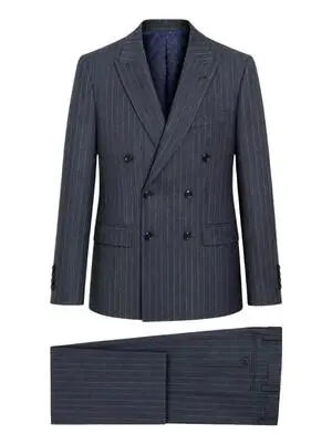 RAMON SANJURJO Pinstriped Double-breasted Suit - Blue