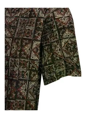 BEAMS Geometric-print Short-sleeve Shirt - Black