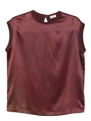 Brunello Cucinelli Cap Sleeve Satin Top - Red