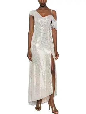 SELF-PORTRAIT Sequin-embellished Maxi Dress - Silver