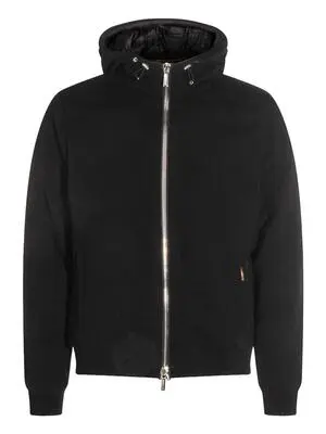 MOORER Long Sleeve Hooded Coat - Black