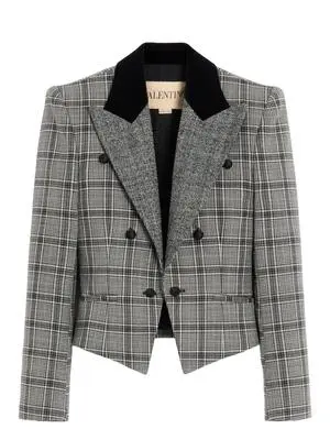 VALENTINO Valentino Checked Velvet Collar Blazer
