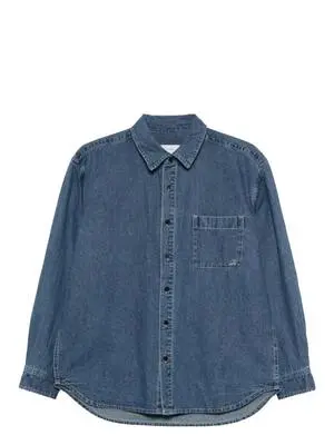 DUNST Long-sleeved Denim Shirt With Classic Collar - Blue