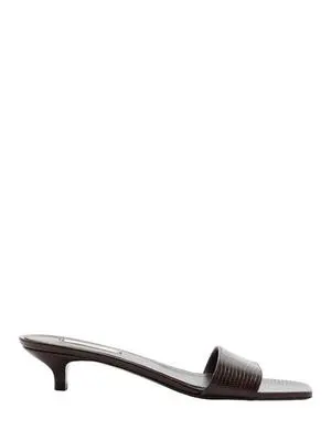 TOTEME Lizard-embossed Leather Mules - Brown