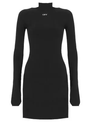 OFF-WHITE Off-White Logo-Print High Neck Mini Dress
