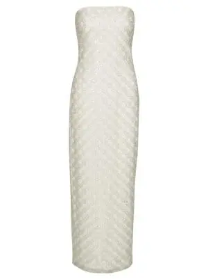 ROTATE BY BIRGER CHRISTENSEN Beaded Maxi Tube Dress - Milky White