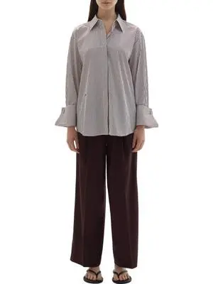 JOAEN Lowell Stripe Italian Cotton Button-up Top - Multicolor