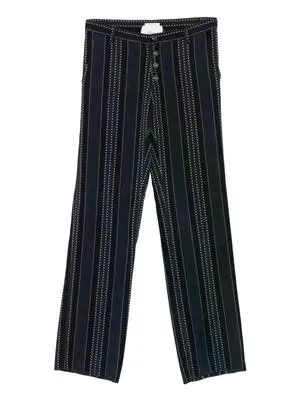 ROMEO GIGLI Striped Jacquard Button-fastening Trousers - Blue