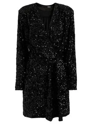 ROTATE BY BIRGER CHRISTENSEN Sequin Embellished V-neck Dress - Multicolor