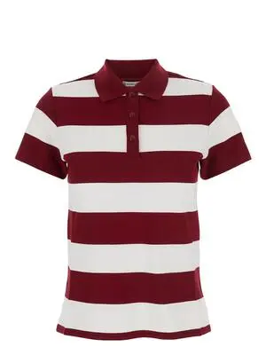 Moncler Viscose Stretch Polo Shirt With Logo Patch - Multicolor