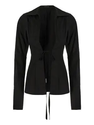 ANN DEMEULEMEESTER Black Tie Detailed Shirt - Multicolor