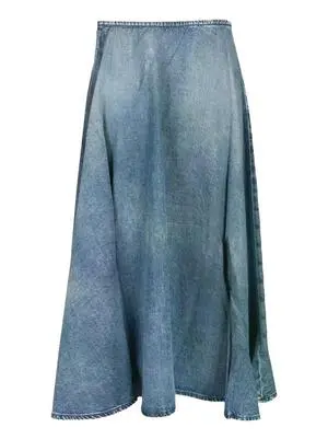 DIESEL® Logo Detail Denim Midi Skirt - Blue