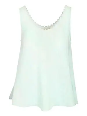 FORTE_FORTE Scalloped Edge Embroidered Top - Blue