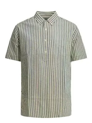 BEAMS Striped Seersucker Polo Shirt - Neutrals