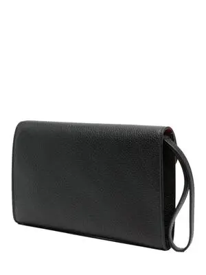 FERRAGAMO Double Gancini Leather Clutch Bag - Black