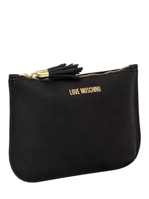 Moschino Grained Leather Clutch - Black