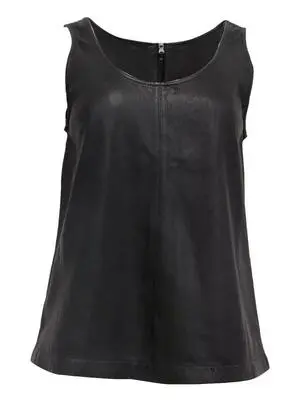 Marc Jacobs Sleeveless Leather Blouse - Black