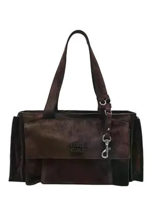 Miu Miu Dark Suede Tote Bag - Brown