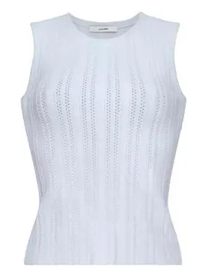 Adam Lippes Brynn Pointelle Knit Top - Blue