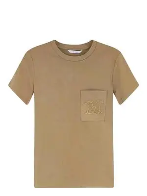 Max Mara Embroidered Logo Patch Pocket T-shirt - Neutrals