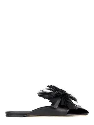 A.W.A.K.E. Mode Leather Pom-pom Mules - Black