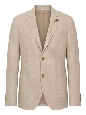 LARDINI Single-breasted Houndstooth Blazer - Neutrals