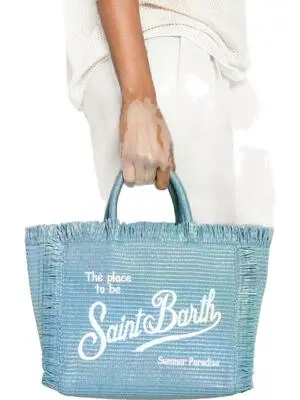 MC2 SAINT BARTH Colette Fringed Tote Bag - Blue