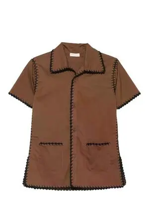 TERRY PUESTO Crochet Trim Shirt - Brown
