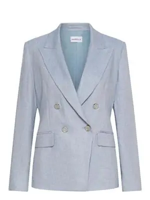 Marella Herringbone Linen-blend Blazer - Light Blue