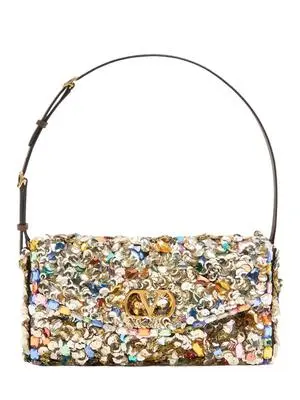 Valentino Garavani Sequin Embellished Shoulder Bag - Multicolored/tobacco Color
