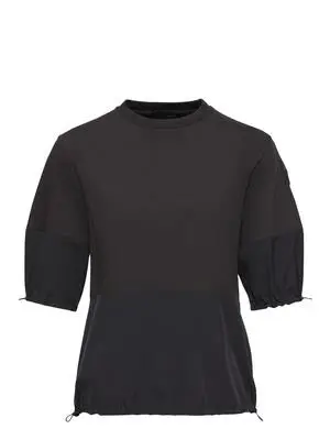 Moncler Cotton Ripstop T-shirt With Drawstring Details - Black