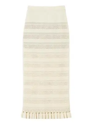 TWINSET Knitted Ruffle Midi Skirt - White
